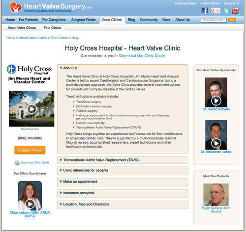 Announcing Holy Cross Hospital Heart Valve Clinic Microsite
