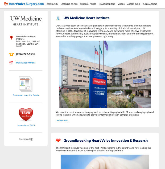 UW Medicine Heart Institute Joins HeartValveSurgery.com!!!